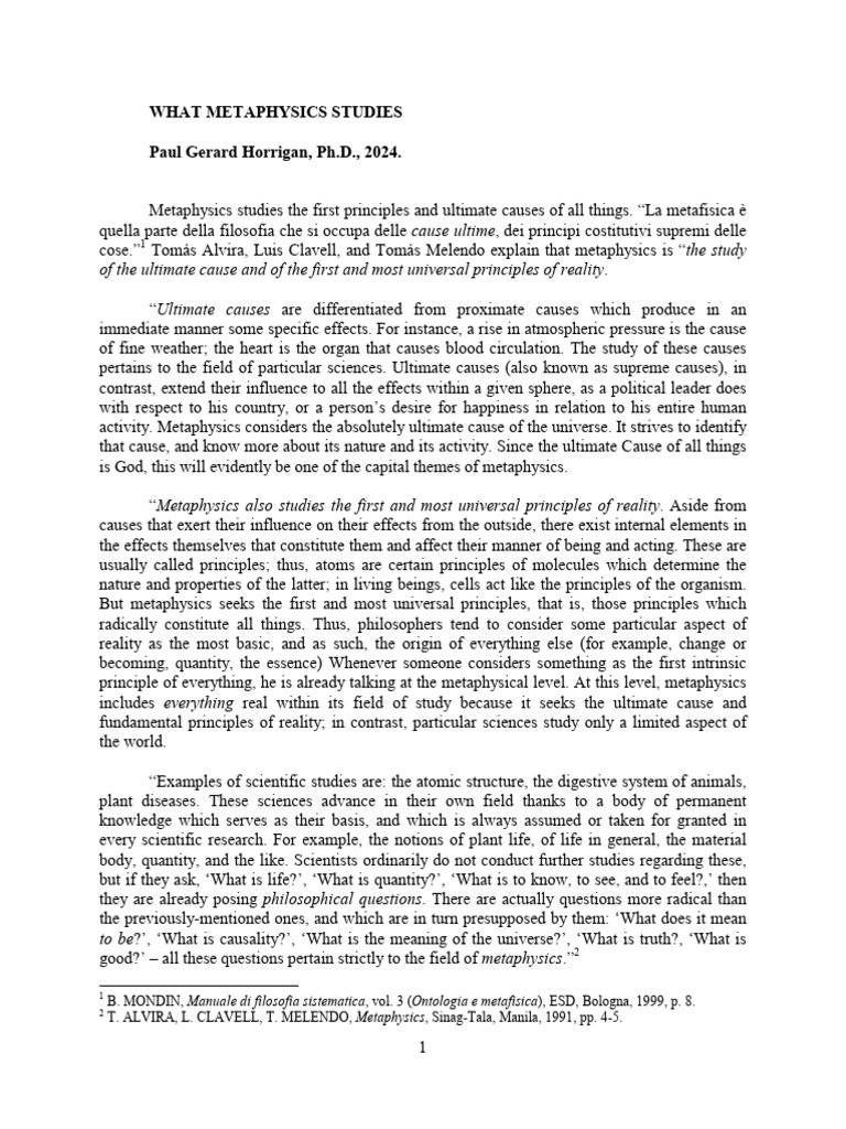 What Metaphysics Studies | PDF | Metaphysics | Entity What Metaphysics Studies | PDF | Metaphysics | Entity