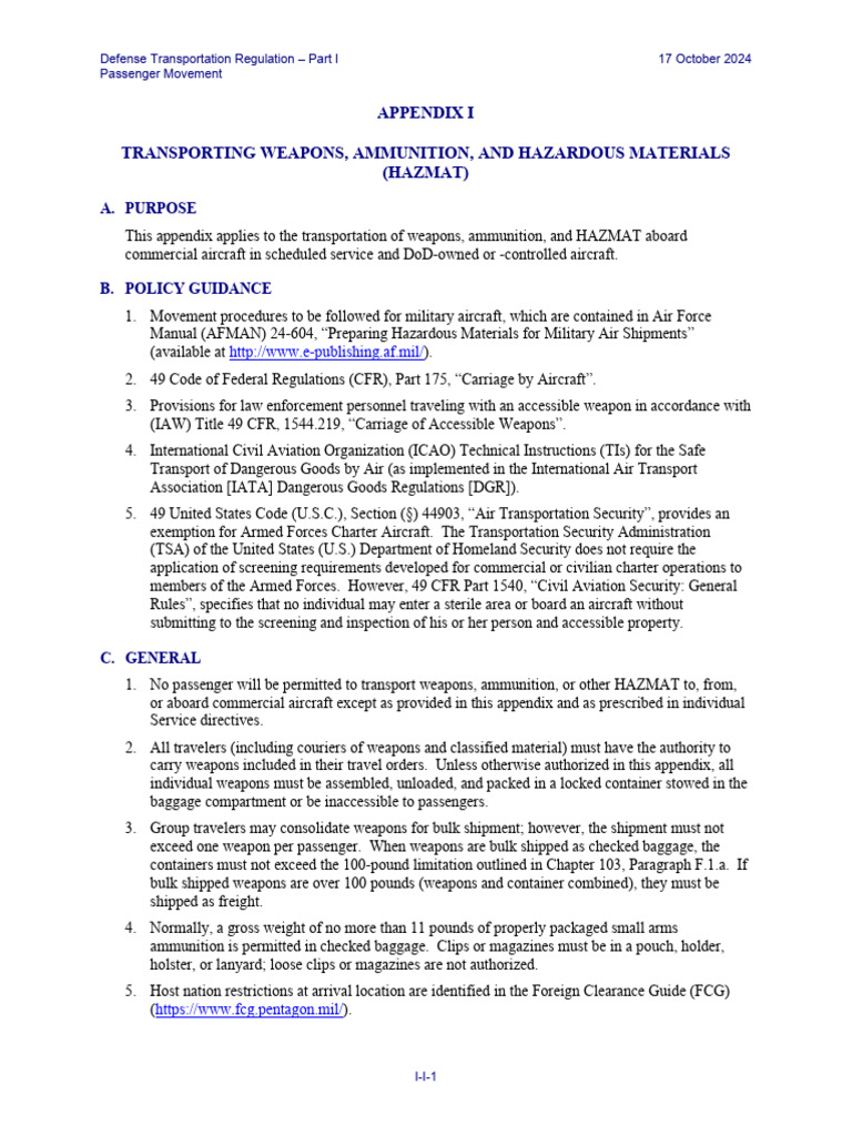 dtr_part_i_app_i | PDF | Dangerous Goods | Airport