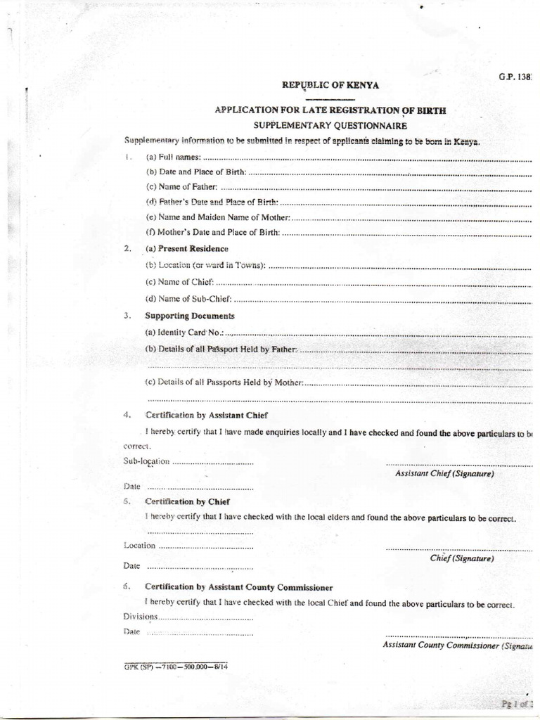 Adult Late Birth Registration | PDF