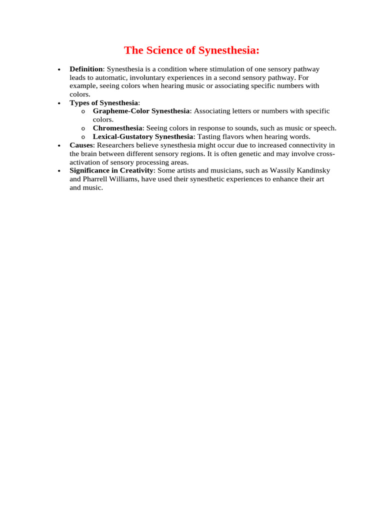 The Science of Synesthesia | PDF