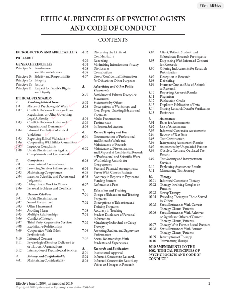 APA Code of Conduct | PDF | American Psychological Association | Psychology
