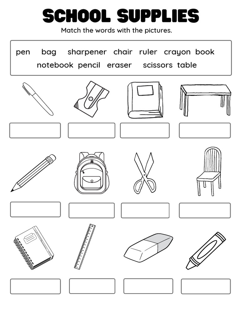 School Supplies Worksheet | PDF