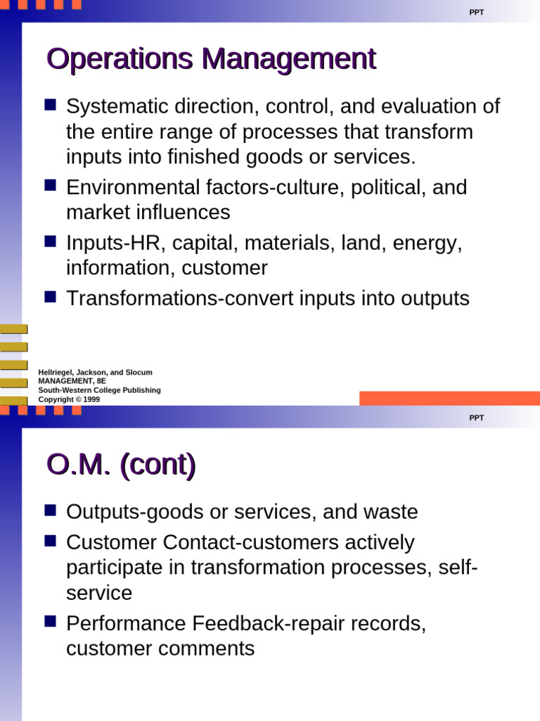 I. Operation Management Full | PDF | Lean Manufacturing | Goods