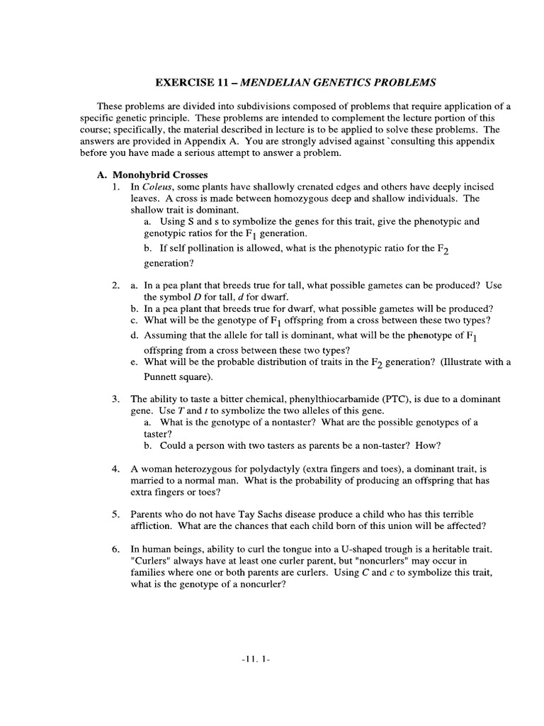 Mendelian Genetics Problems | PDF
