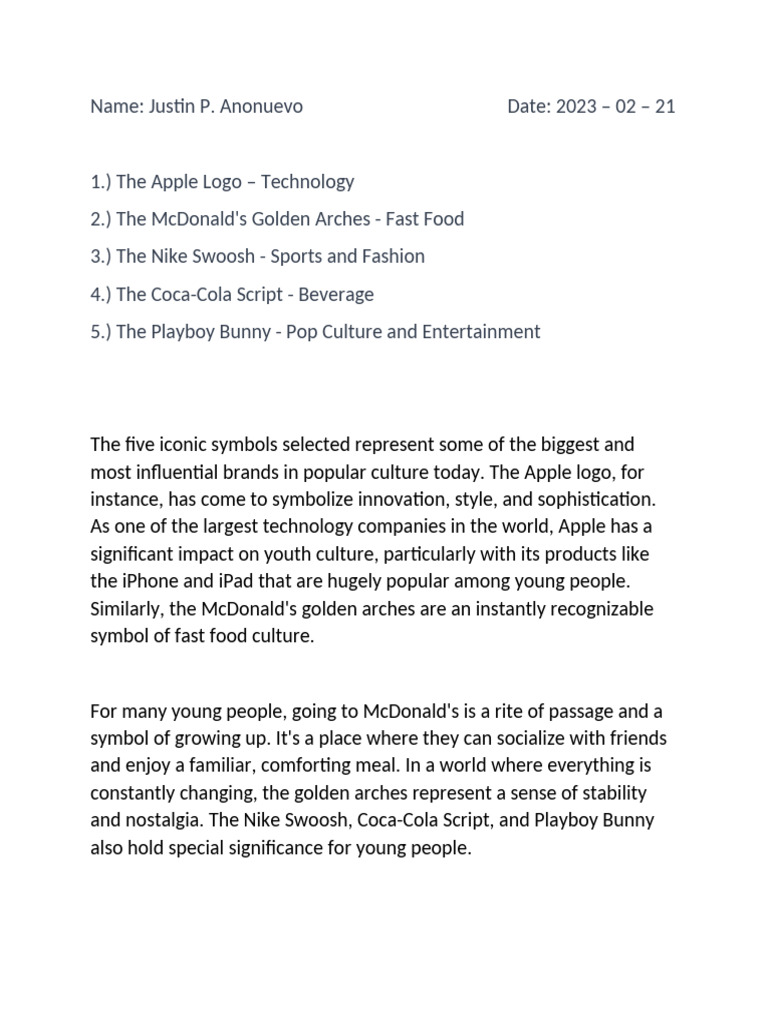 01 Worksheet 2 (Online Version) (Introduction To Popular Culture) | PDF