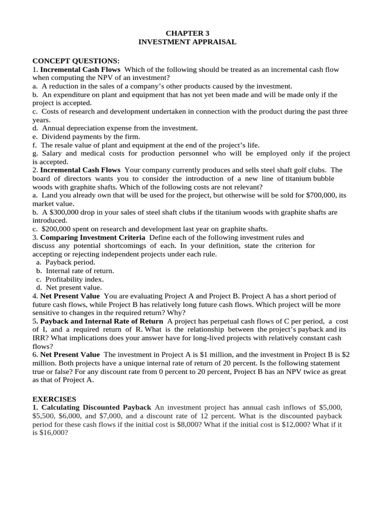 Investment Appraisal Techniques Explained | PDF | Internal Rate Of ...