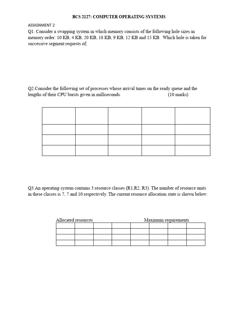 BCS 2127 Computer Operating Systems Cat 2 | PDF