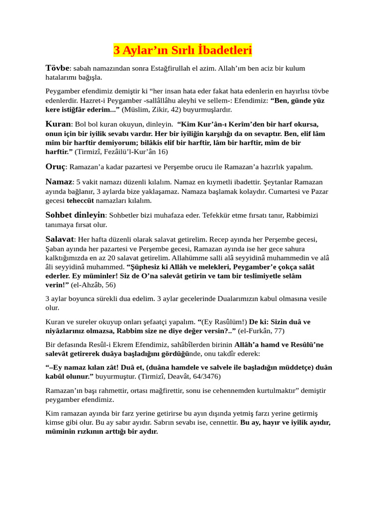 3 Aylar Manevi Programı | PDF