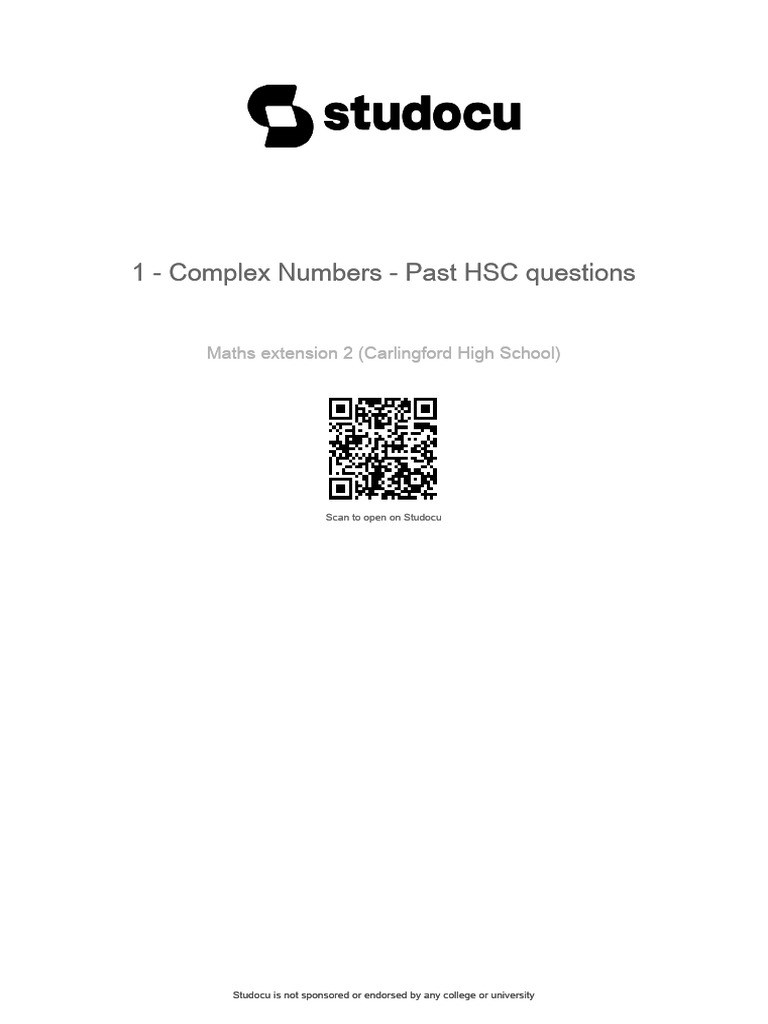 1 Complex Numbers Past HSC Questions | PDF