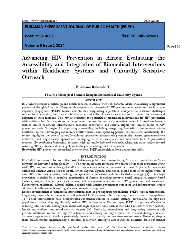 Advancing HIV Prevention in Africa: Evaluating The Accessibility and ...