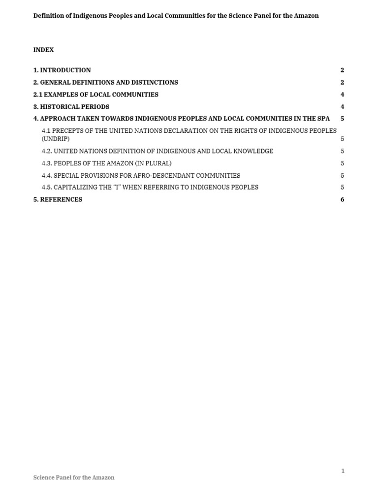 Definition of Indigenous Peoples and Local Communities 1 | PDF ...