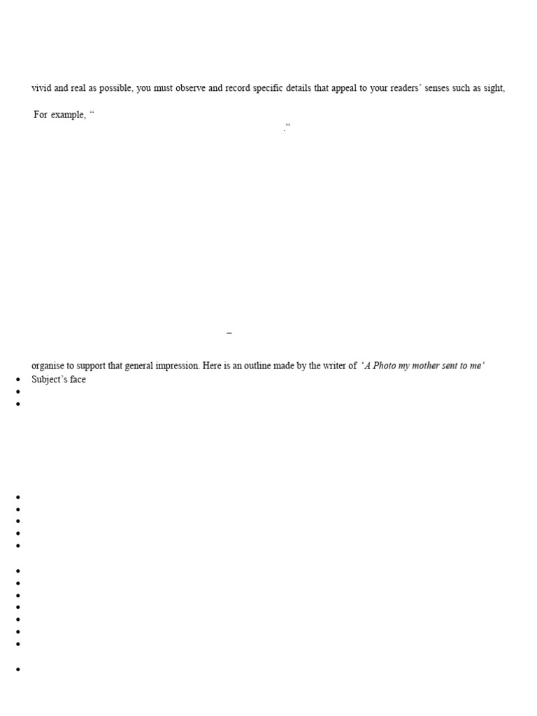 Guide to Descriptive Writing Techniques | PDF | Essays | Senses