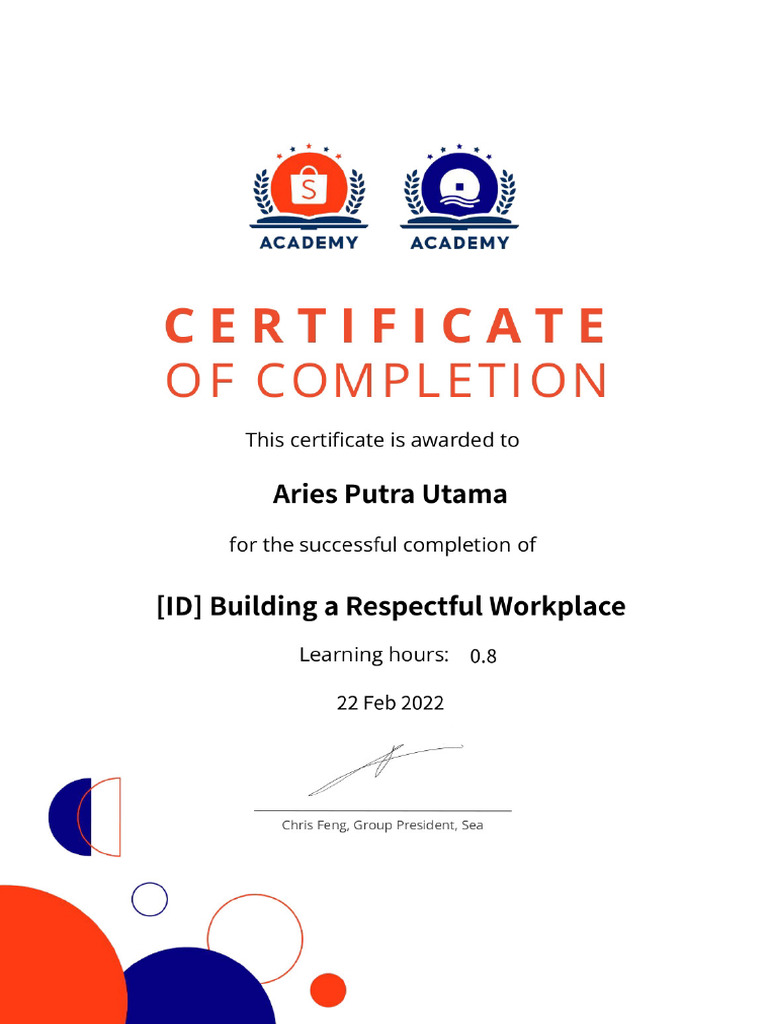 [ID] Building a Respectful Workplace_certificate | PDF