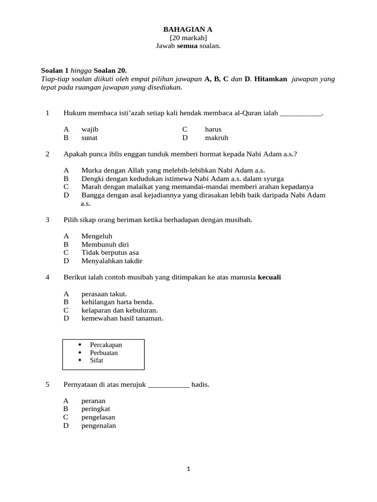 SOALAN PAI UASA F1 | PDF