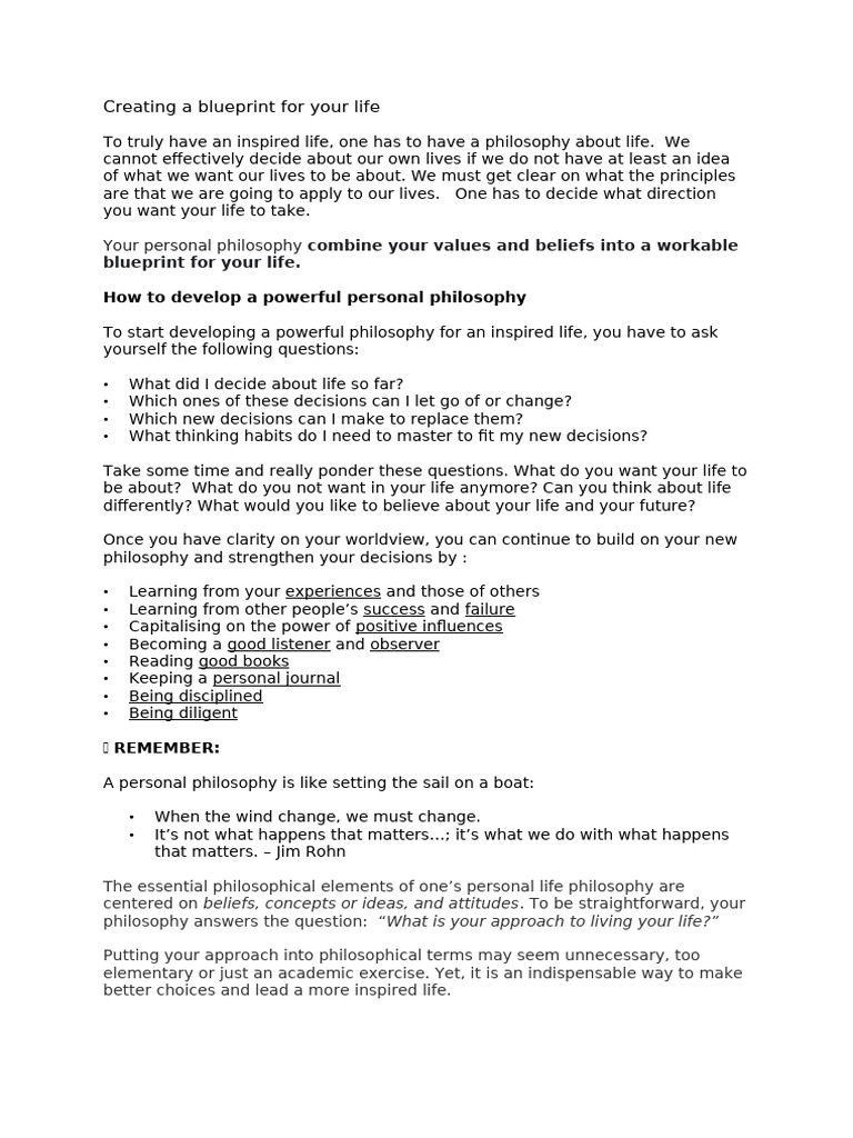 Develop Your Life Philosophy Blueprint | PDF | Liberal Arts Education
