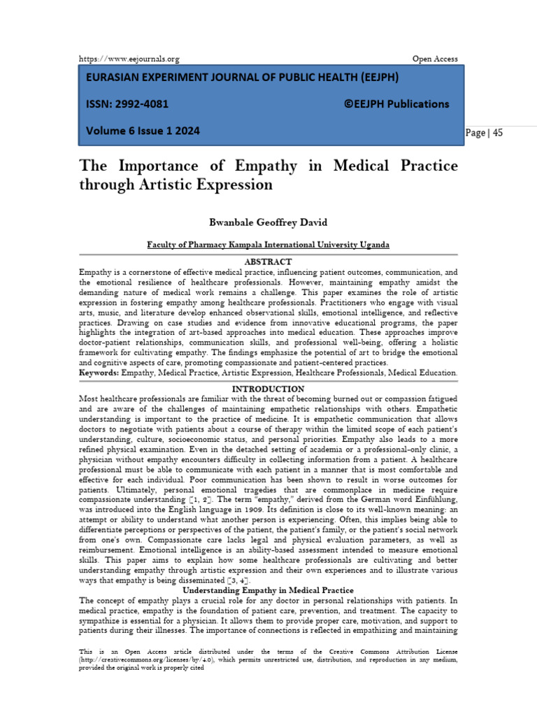 The Importance of Empathy in Medical Practice through Artistic Expression (www.kiu.ac.ug) | PDF ...