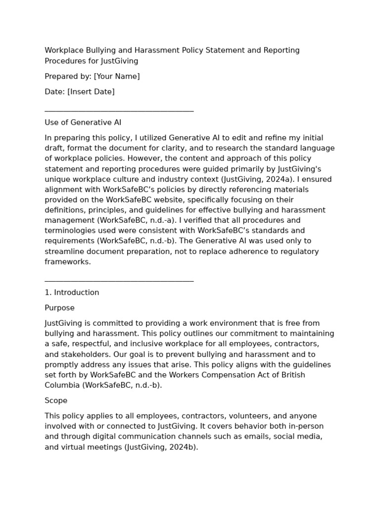 The Procedure Assignment | PDF | Harassment | Bullying