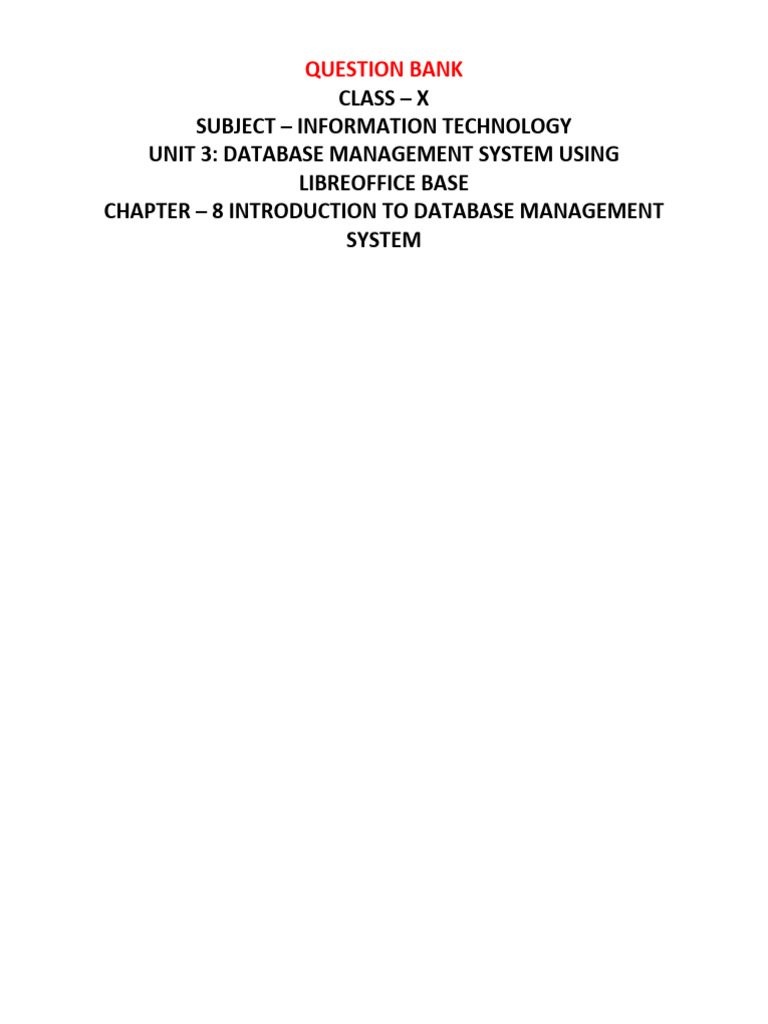 Class X Question Bank Information Technology Chapter - 8 | PDF ...