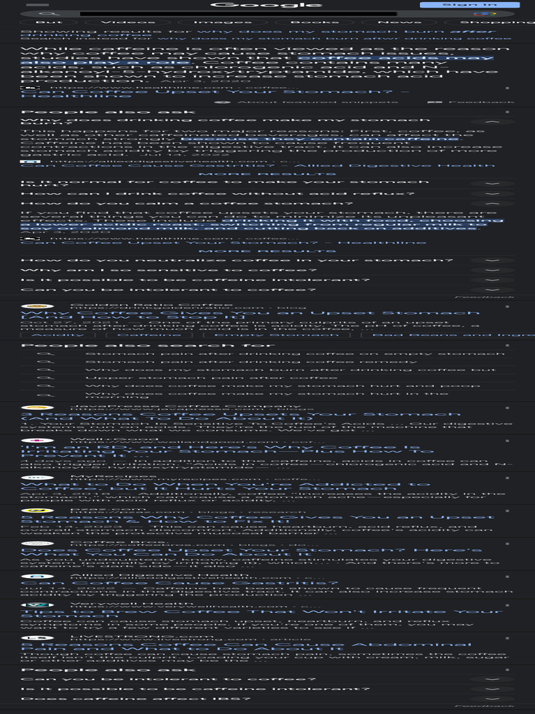 Why Does My Stomach Burn Aftwr Drinking Coffee - Google Search | PDF ...