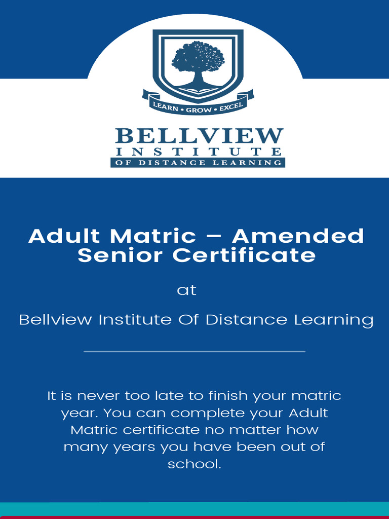 Adult Matric Amended Senior Certificate Brochure | PDF | Educational ...