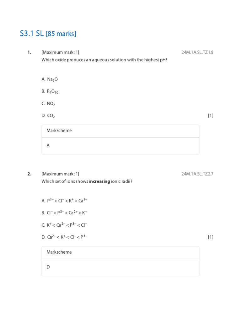S3.1 SL | PDF | Chemistry | Chemical Substances
