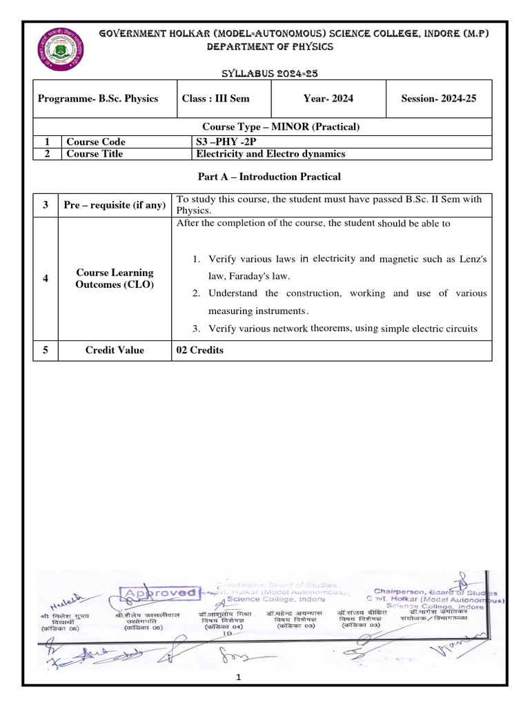 BSC III SEMESTER Syllabus MINOR pHYSICS 2024-2025 | PDF | Dielectric ...