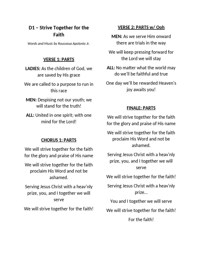 D1 - Strive Together For The Faith | PDF