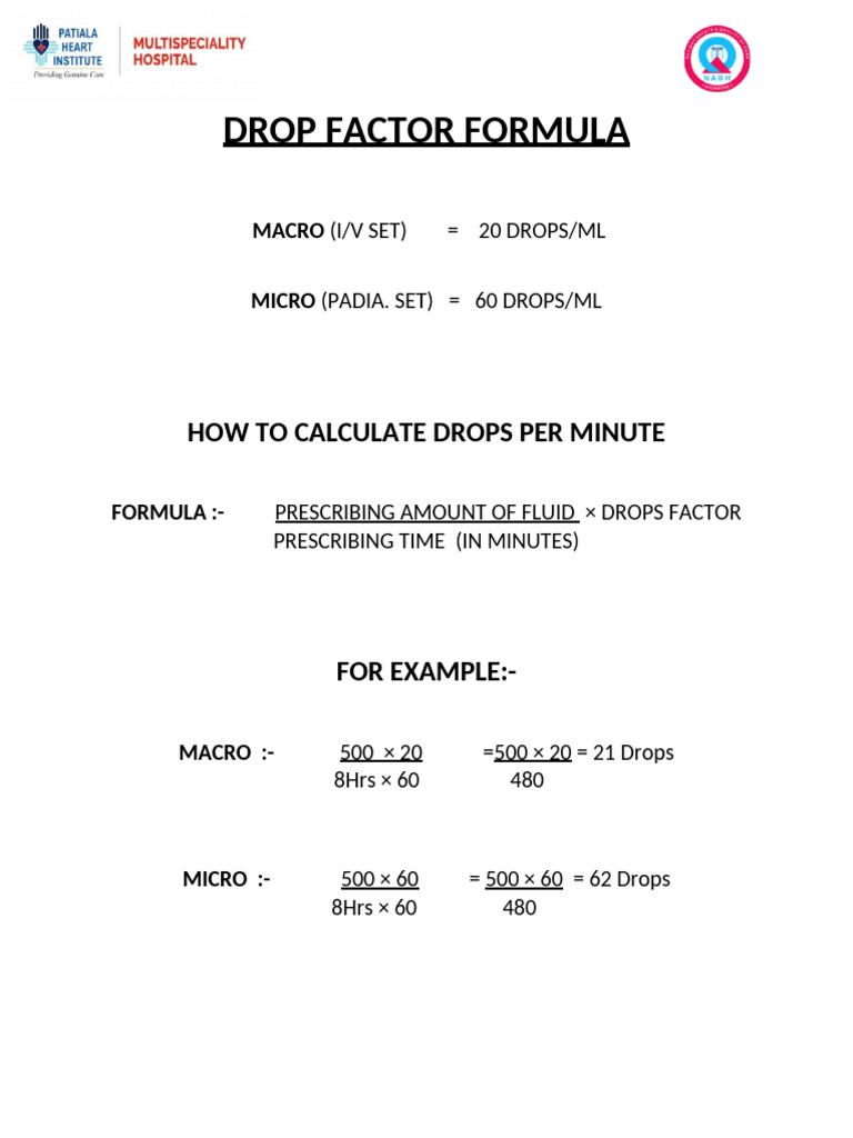 IV Drip Calculation Guide | PDF