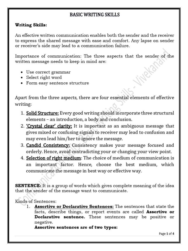 Essential Basic Writing Skills Guide | PDF | Part Of Speech | Adverb