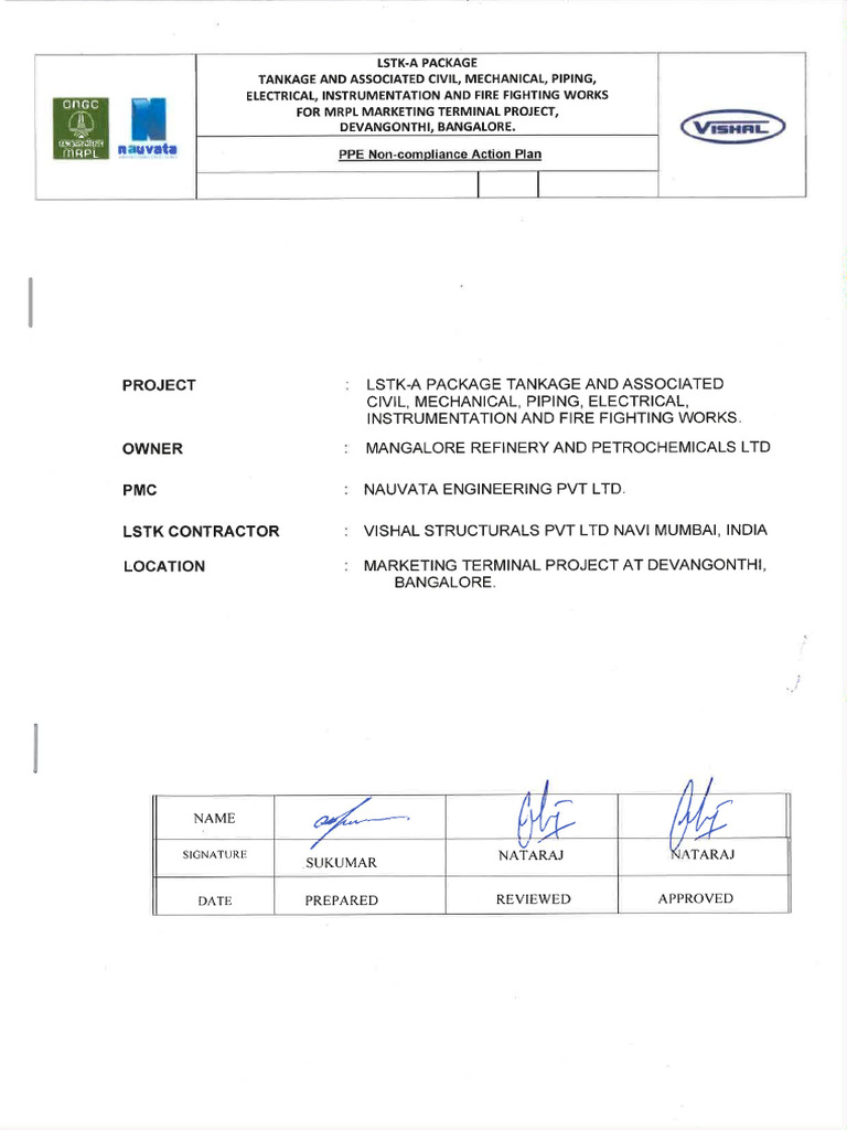 PPE's Non-Compliance Action Plan | PDF | Personal Protective Equipment | Safety