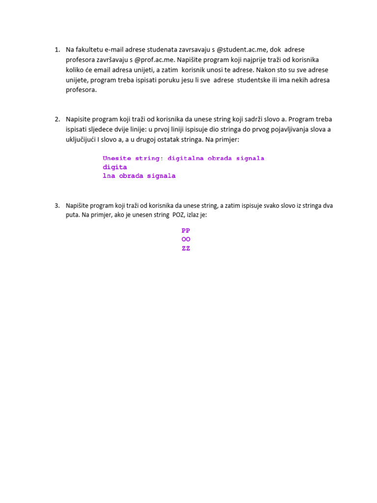 Stringovi 1 Zadaci | PDF