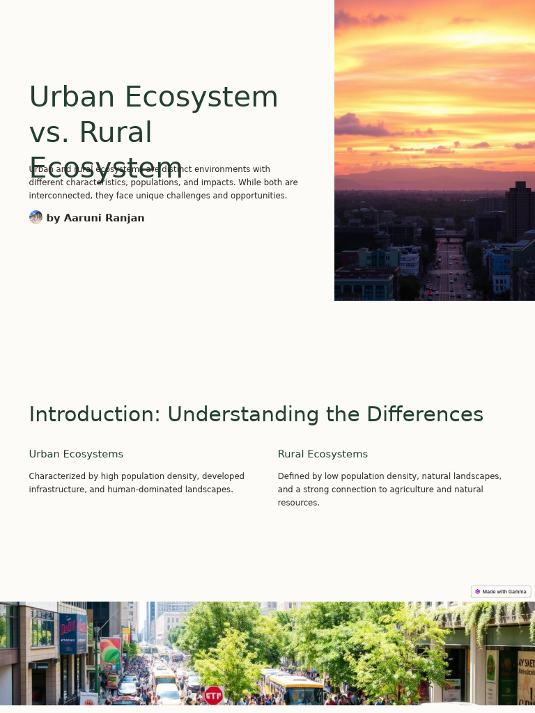 Urban Ecosystem Vs Rural Ecosystem | PDF | Infrastructure | Sustainability