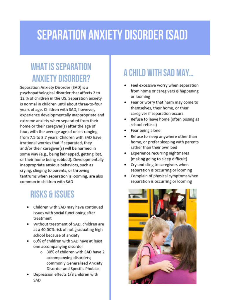 SAD Fact Sheet | PDF | Anxiety | Mental Disorder