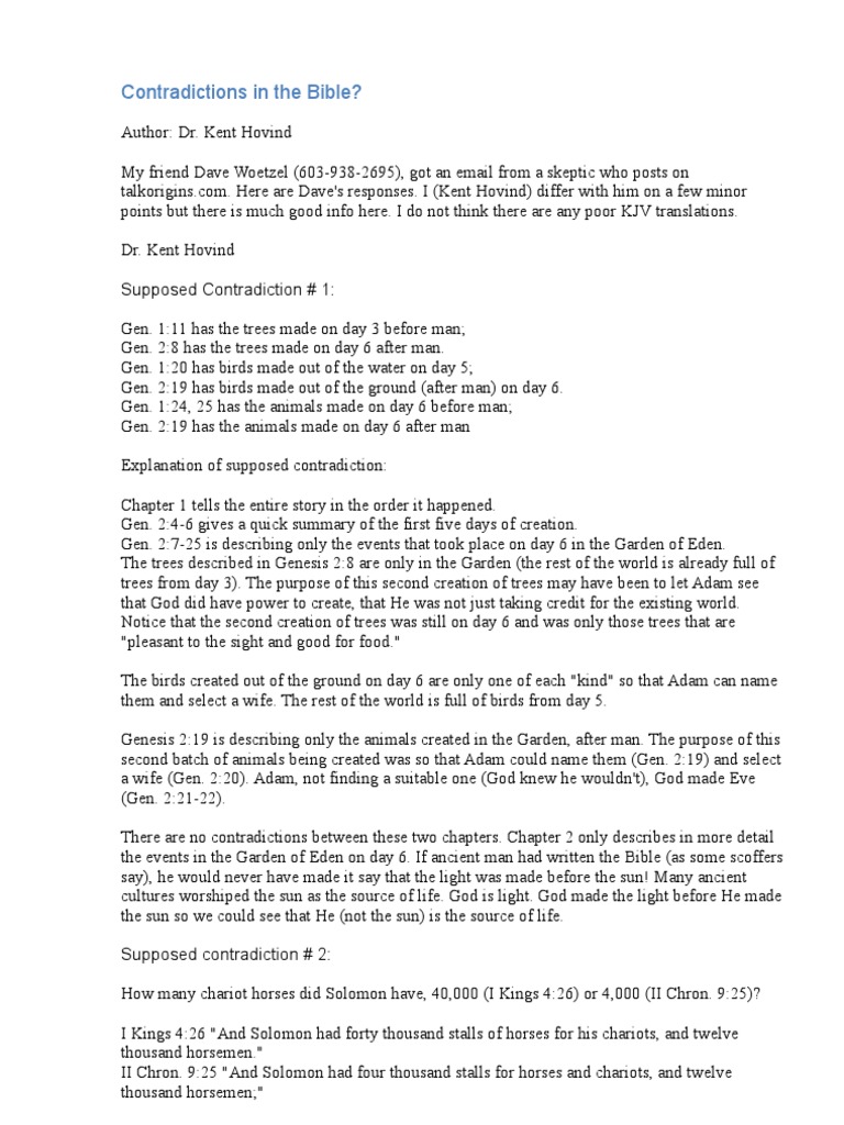 Explaining Bible Contradictions | PDF