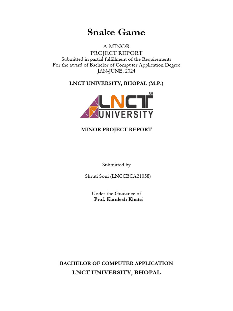 Minor - Project - Format - BCA-AIDA 2 | PDF | Computing | Computer Programming