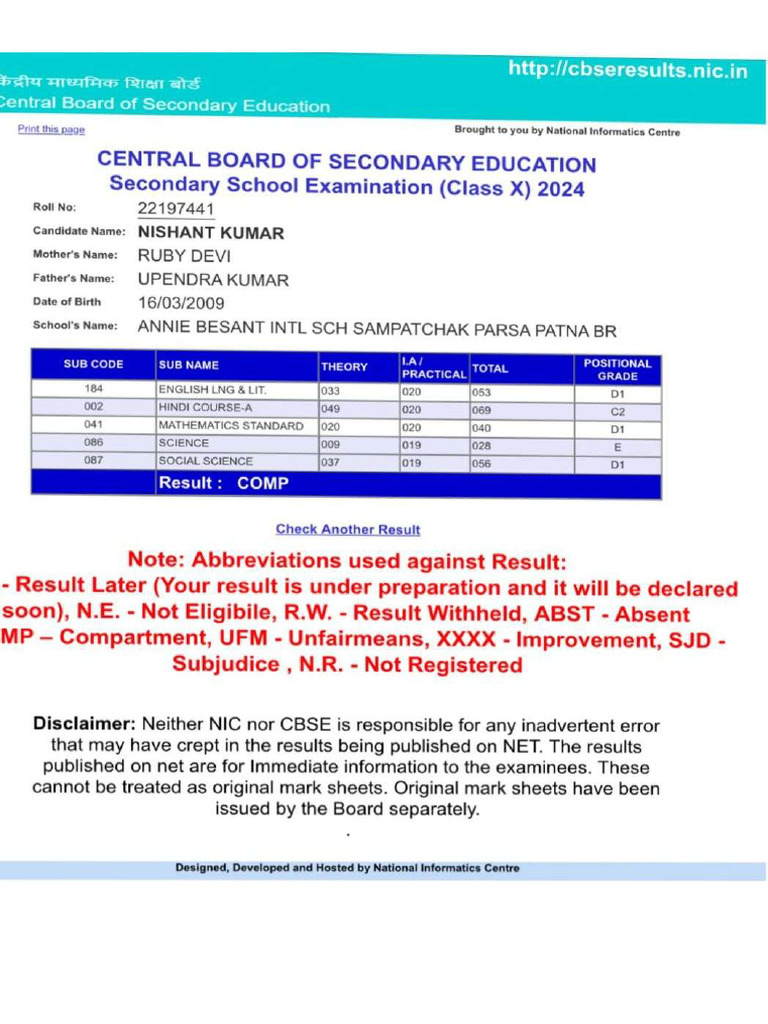 Nishant Marksheet | PDF