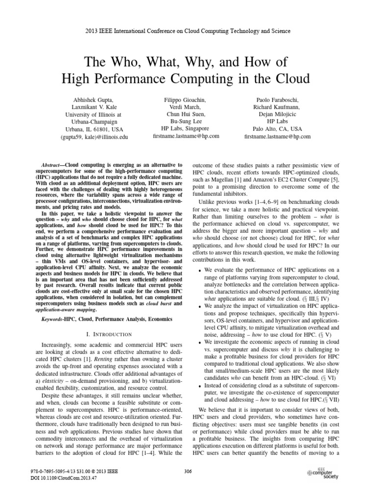 Cloud HPC: Who, Why, and How | PDF | Supercomputer | Cloud Computing