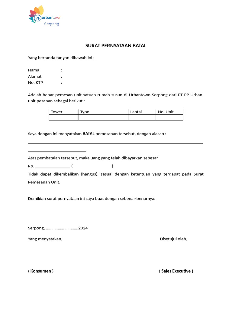 Surat Pernyataan Batal | PDF