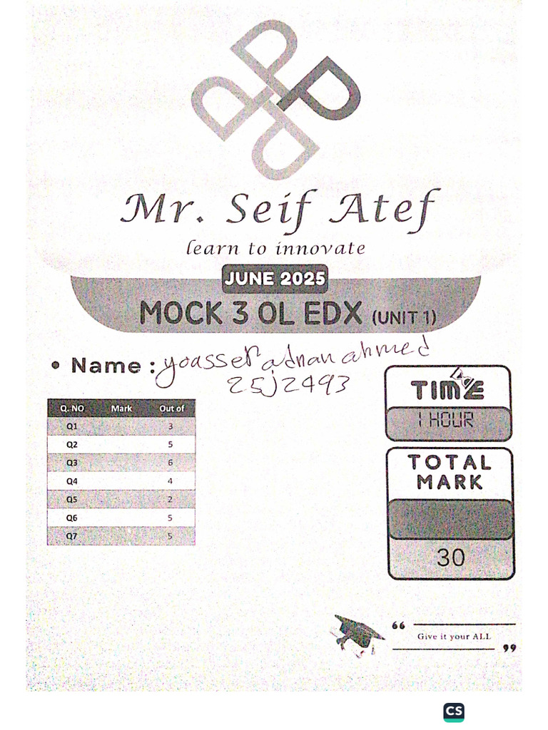 MOCK 3 OL EDX UNIT1 | PDF