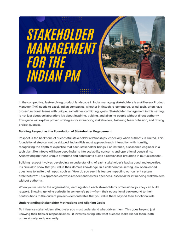 Stakeholder Management for the Indian PM | PDF | Motivation | Motivational