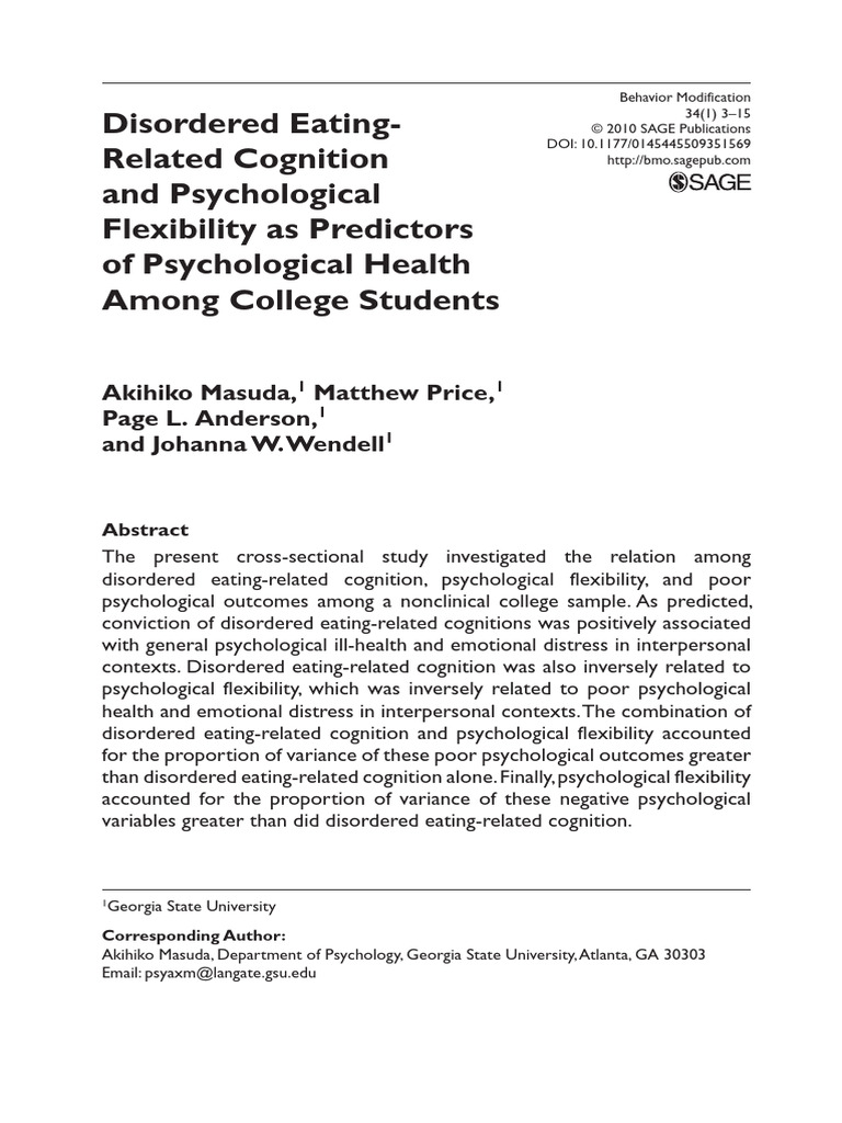 Disordered Eating and Psychological Flexibility | PDF | Mental Disorder ...