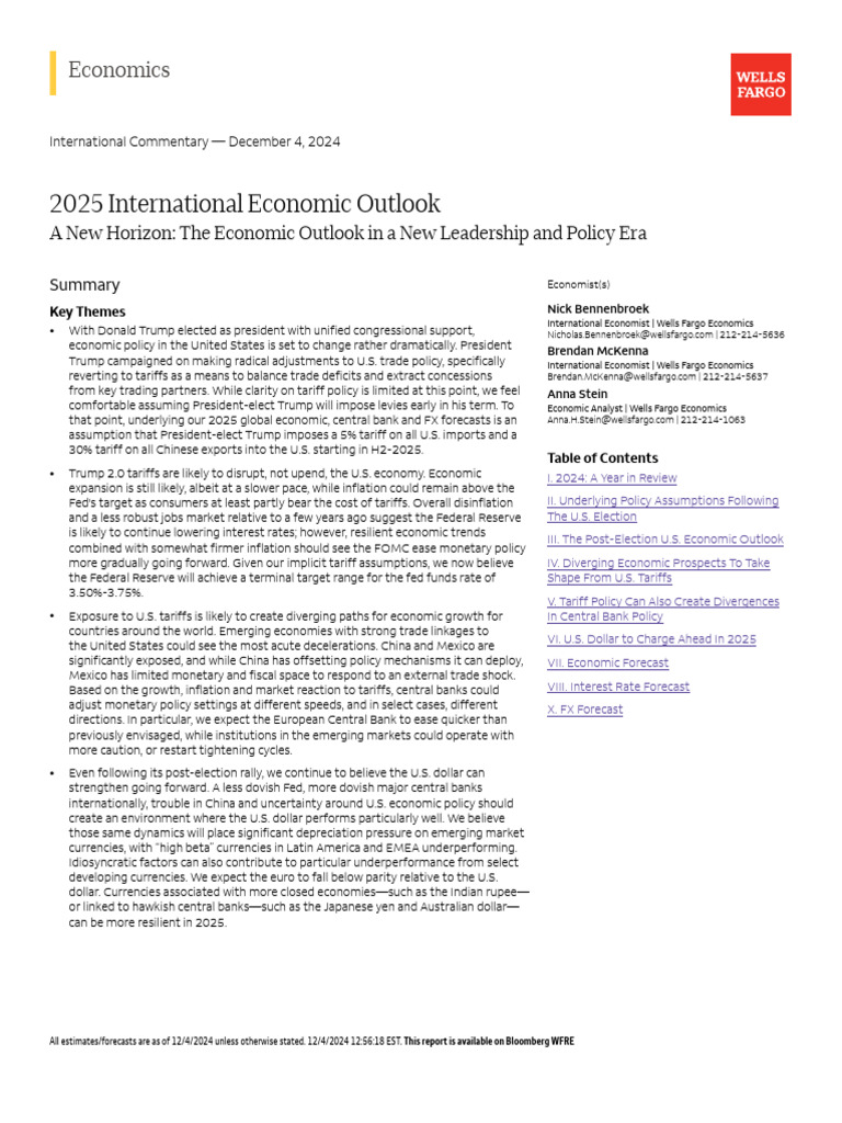 2025 International Economic Outlook | PDF | Inflation | Monetary Policy