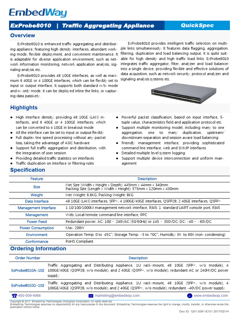 ExProbe8010 QuickSpec E101 | PDF | Computer Network | Interface (Computing)