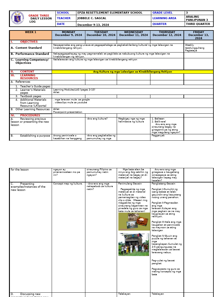Dll-Arpan-3-Q3-Week-1 2024 | PDF