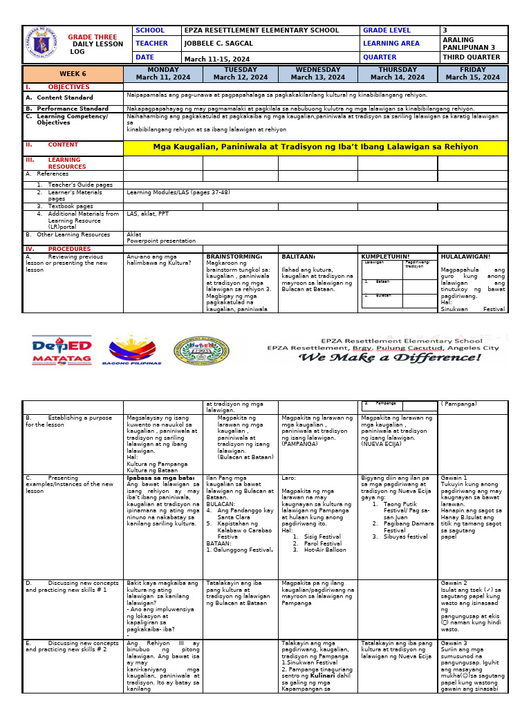 DLL Arpan 3 q3 Week 6 | PDF