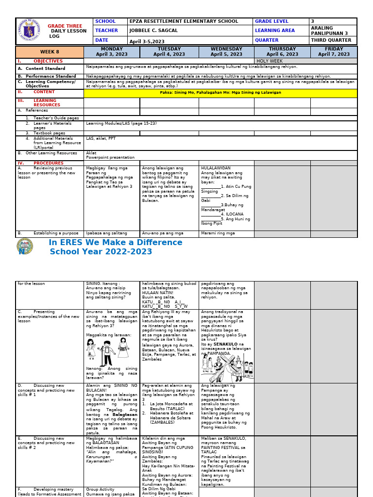 Dll Arpan 3 q3 Week 8 | PDF