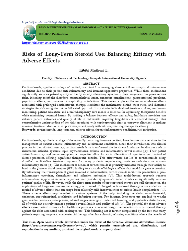 Risks of Long-Term Steroid Use: Balancing Efficacy with Adverse Effects ...