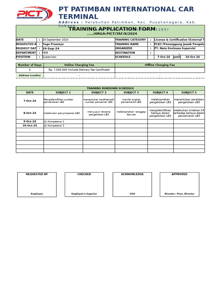 Training Application Form | PDF
