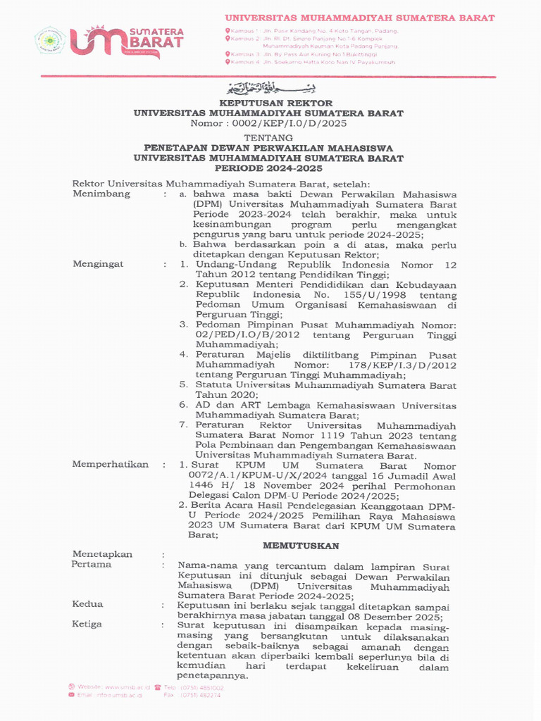 Sk Dpm Universitas 2024-2025 | PDF