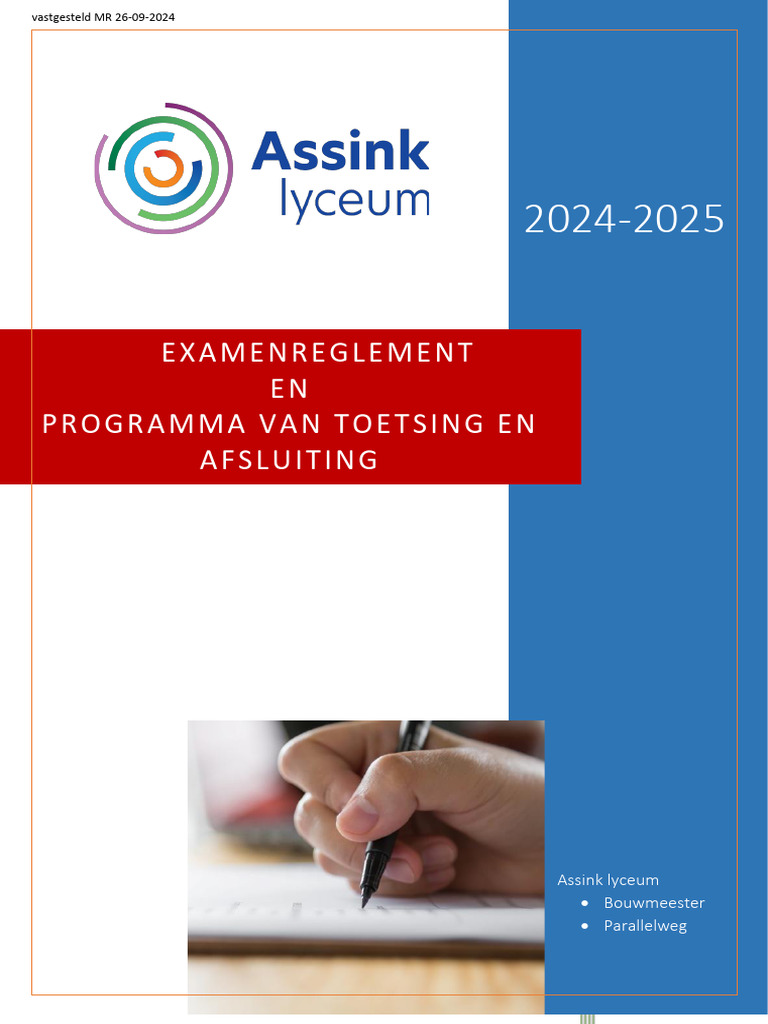 Examenreglement en PTA 2024-2025 vwo | PDF